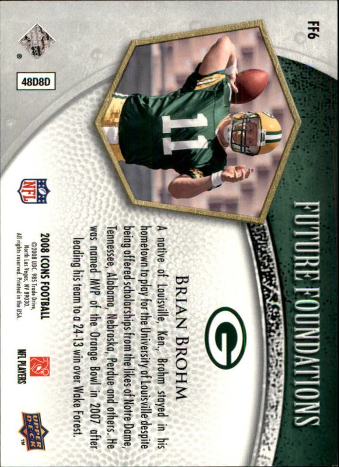 2008 Upper Deck Icons Future Foundations Blue Card #FF6 Brian Brohm ...