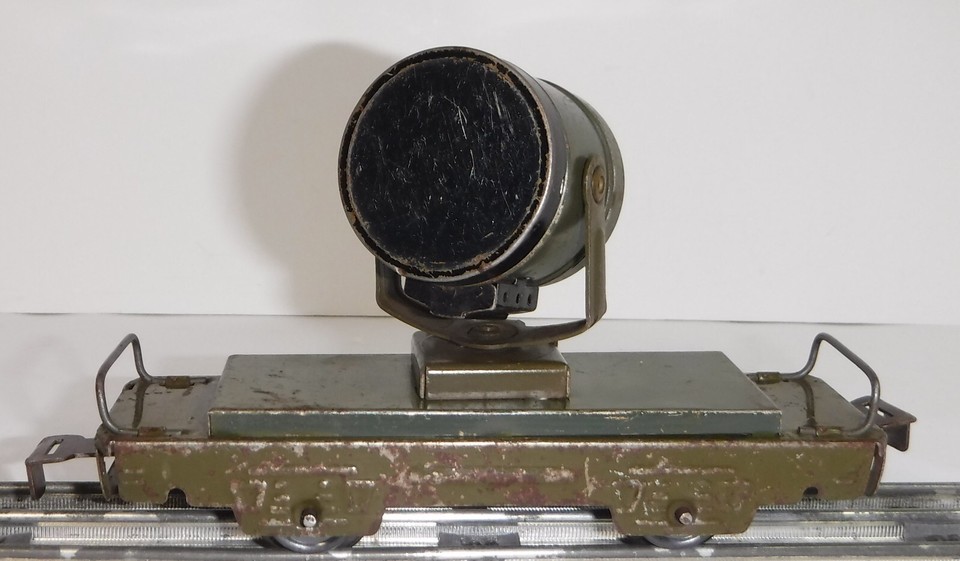 Marx Army Train Prewar Flat Car With Mirrored "Searchlight Spotlight ...