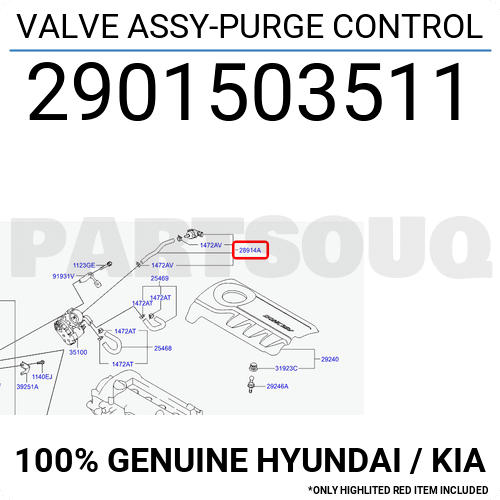2901503511 Hyundai Valve Assypurge Control 2901503511 Genuine OEM Part ...