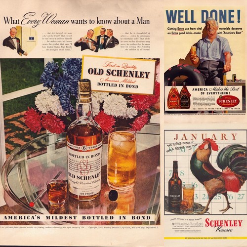 3 Vintage 1940s Old Schenley Reserve Whisky Print Ads | eBay