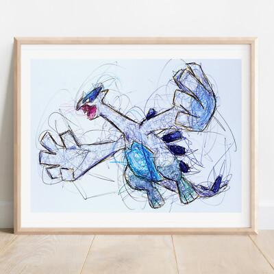 Lugia Ballpoint Pen Art Print, Pokemon Art Poster | eBay