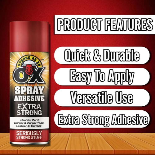3 x 500ml Heavy Duty Spray Adhesive Glue Strong As An Ox for Carpet ...