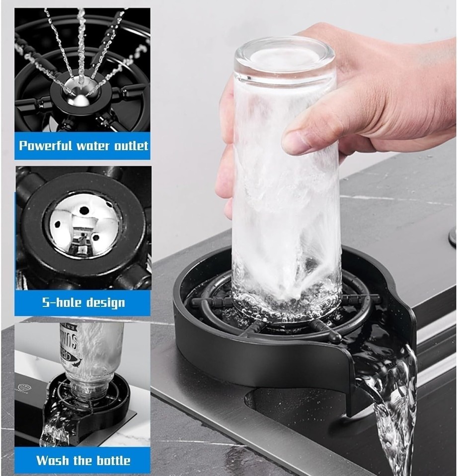 Flying Rain Stainles Steel Waterfall Kitchen Sink w PullDown Faucet ...