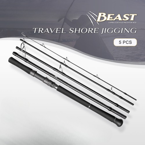 5 sections Beast Travel Shore Jigging Fishing Rod 2.7m 2.9m 10kg Drag ...