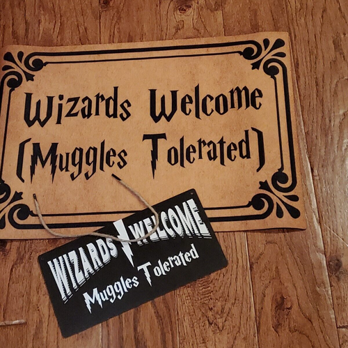 Sign 12x6" & Floor Mat WIZARDS WELCOME MUGGLES TOLERATED no slip approx ...