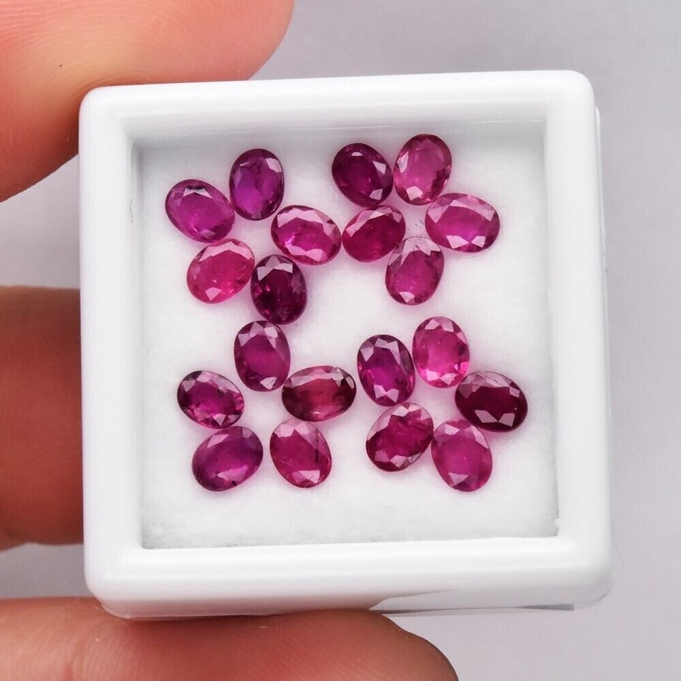 4.78Ct/ 20 PCs Natural Purplish-Red Ruby Africa Heated Oval Shape Loose ...