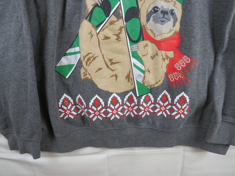 Holiday time 3XL Ladies Sweatshirt Snow skiing Sloth Christmas holiday ...
