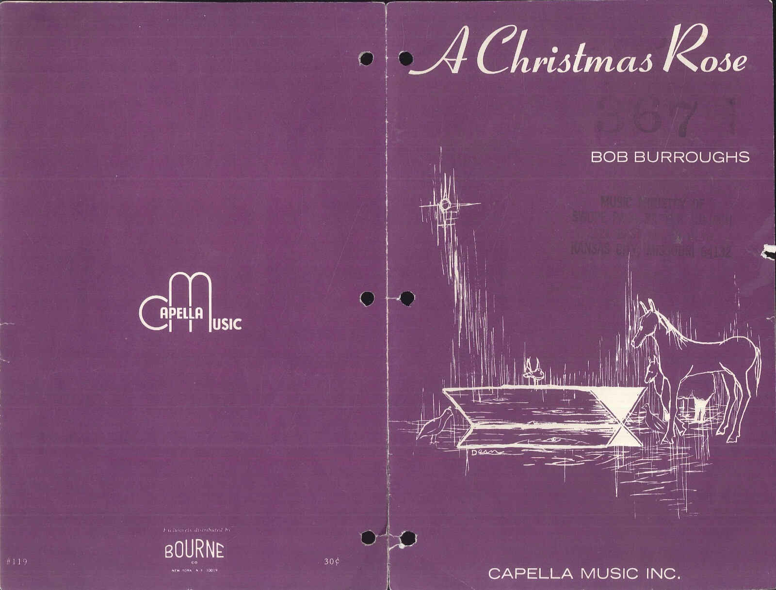 A Christmas Rose Sheet Music SATB Chorus Piano Guitar Obbligato 1969 ...