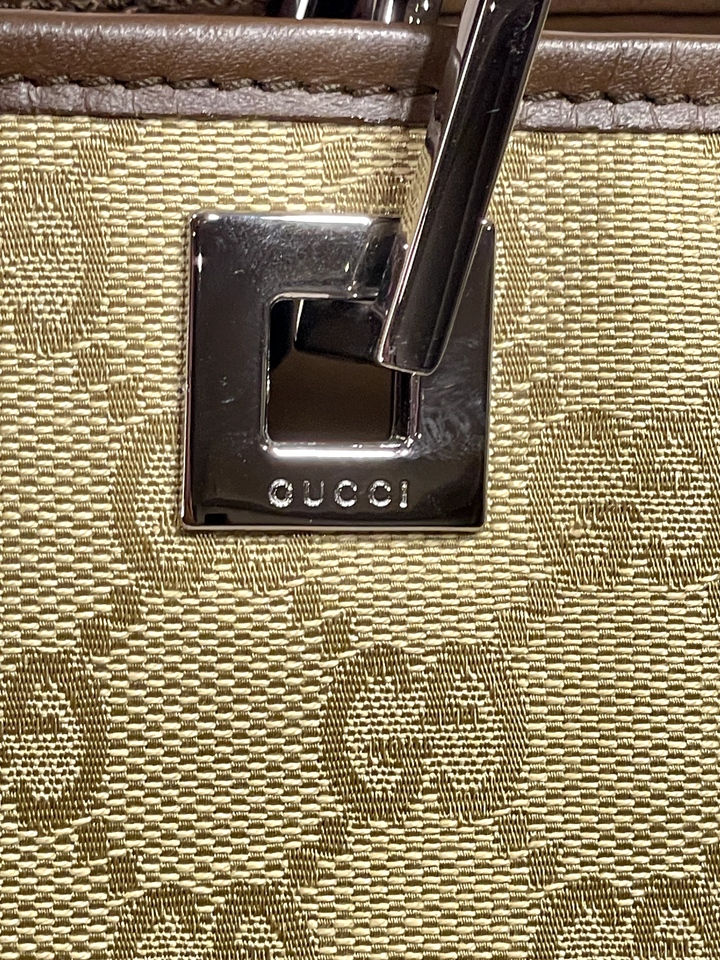 Authentic GUCCI Shoulder Hand Tote Bag Sherry GG Canvas Leather Rank A ...