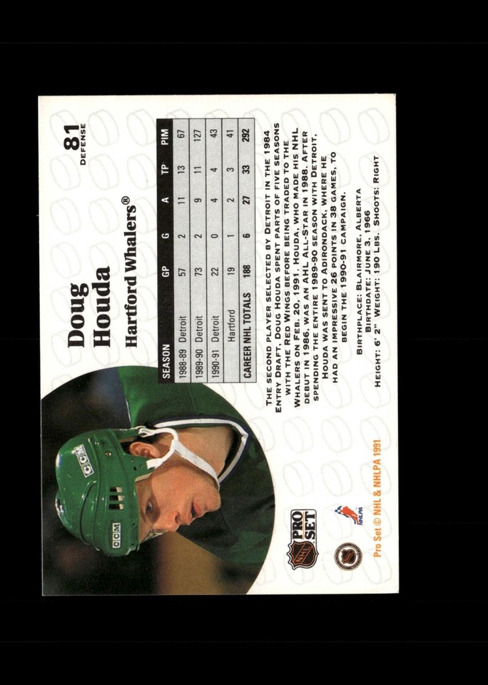 Doug Houda 1991-92 Pro Set Hockey #81 Hartford Whalers | eBay