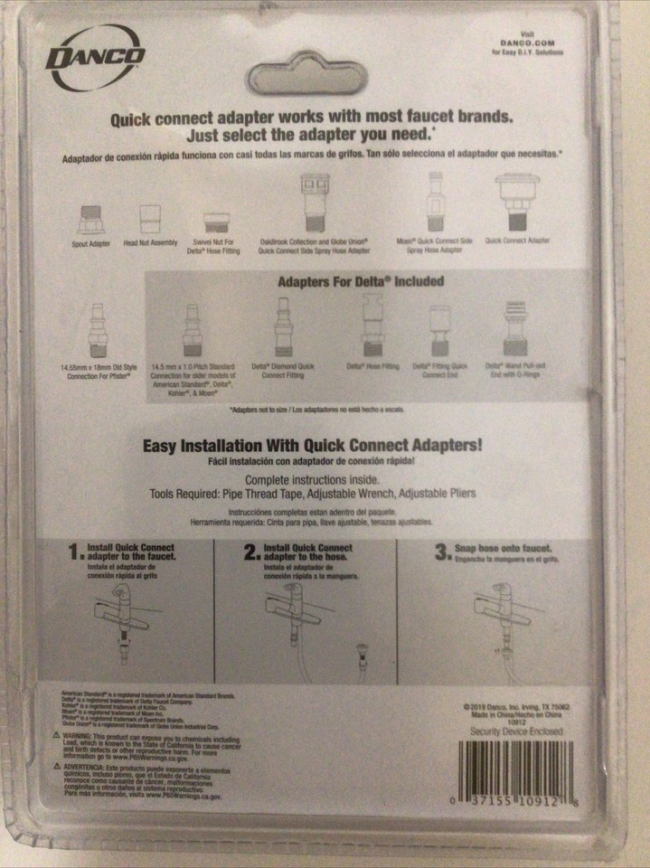 Danco For Delta and Moen Faucet Pull-Out Spray Hose Quick Connect ...