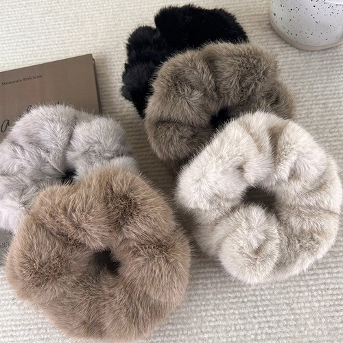 Soft Faux Mink Hair Ring Faux Fur Soft Elastics Hair Band Ponytail ...