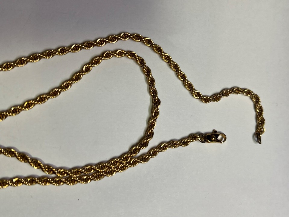 Unsigned gold filled rope twist necklace 28” unmarked | eBay