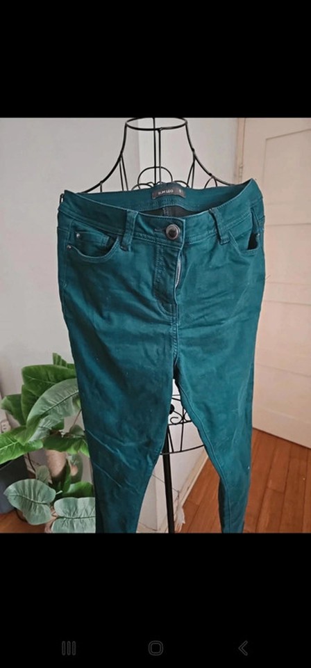 Dark emerald forest green high waisted jeans sz 12 chic flattering rare ...