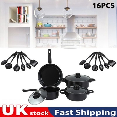 16x Induction Non Stick Stainless Steel Cookware Cooking Pot Pan With ...