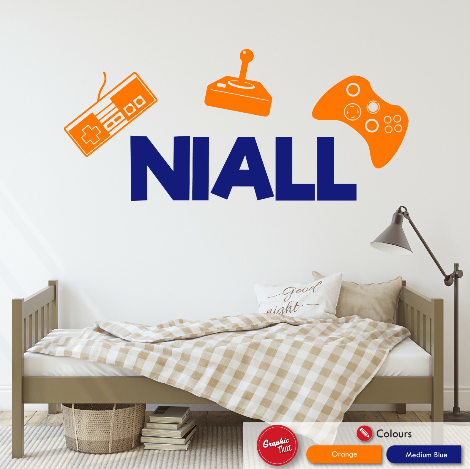 Personalised Name Wall Art Sticker Gaming Gamer Boys Kids Bedroom Vinyl ...