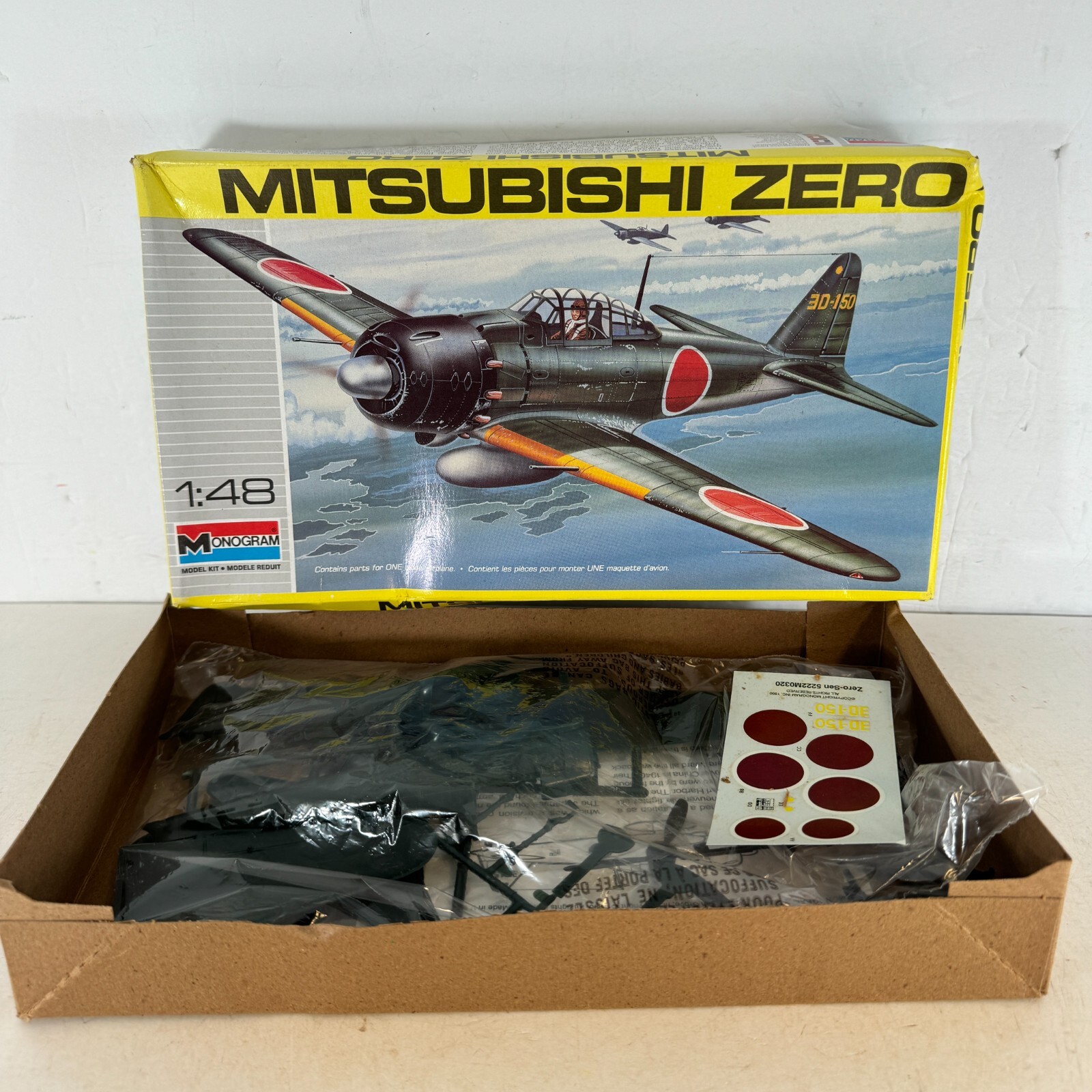 Monogram 5222 1:48 Scale Mitsubishi Zero Aircraft Plastic Model Kit ...