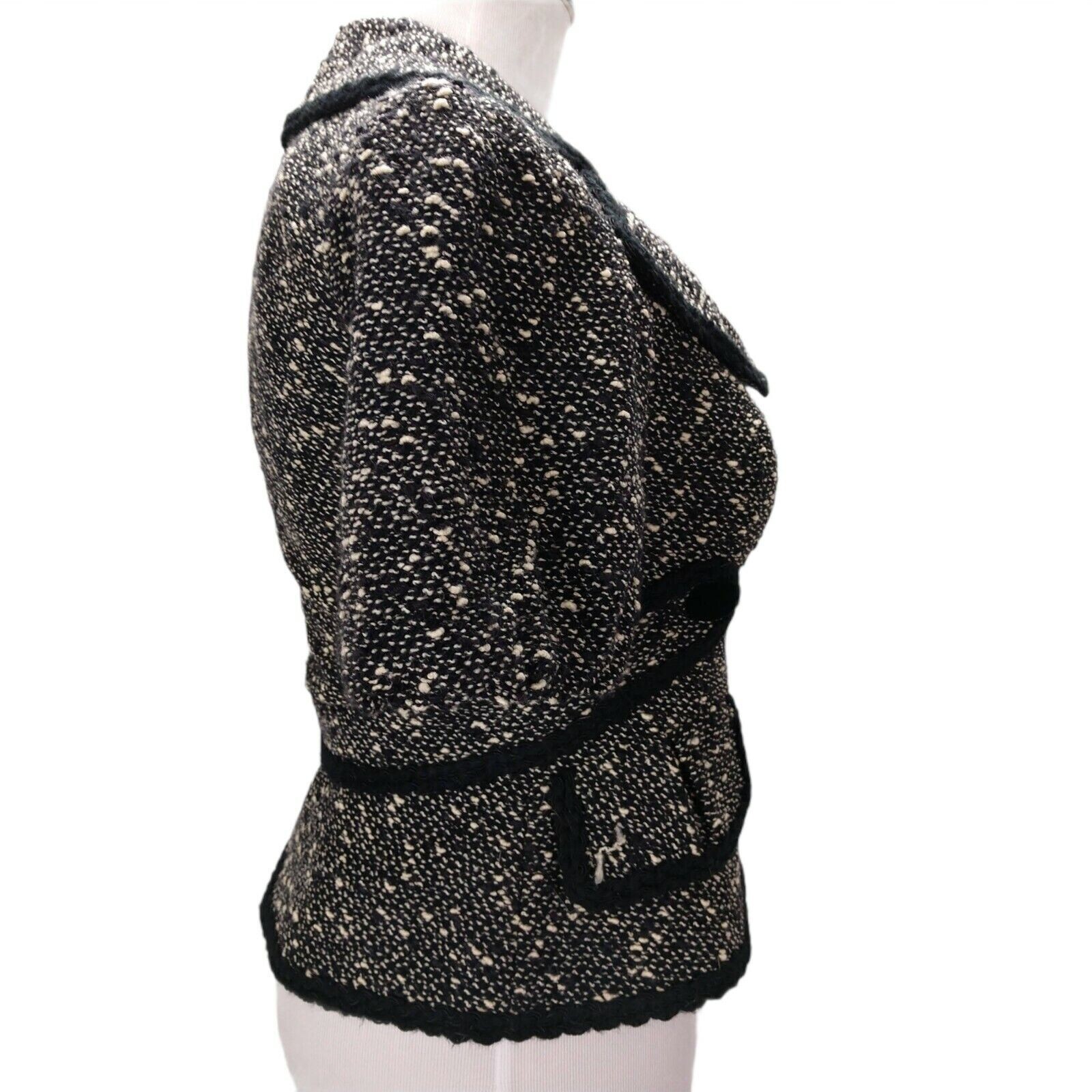 Nanette Lepore Black and White Boucle Blazer Jacket S… - Gem