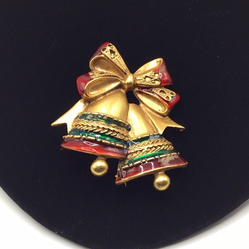 Vintage Don-Lin Gold Tone Enamel Christmas Bells Brooch | eBay