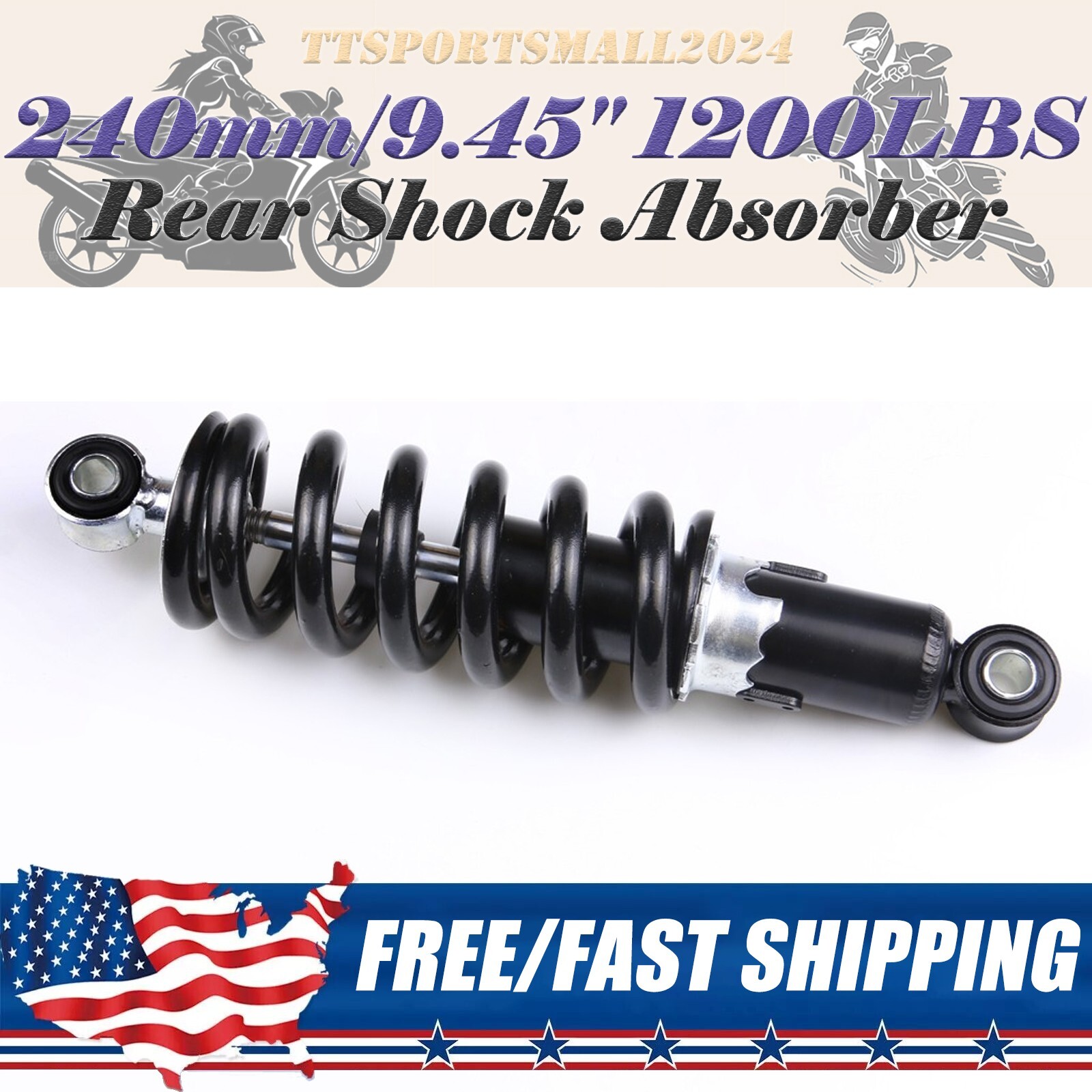 240mm 9.45" 1200LBS Rear Shock Absorber Suspension For Dirt Pit Bike ...