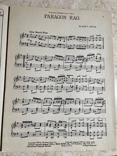 Paragon Rag Weeping Willow (1937 Var.) by SCOTT JOPLIN - RAGTIME SHEET ...