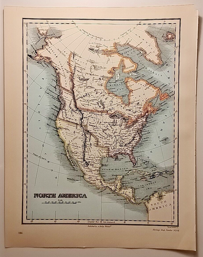 Vintage 1824 NORTH AMERICA Map 1965 MSM Rand McNally Cosmopolitan World ...
