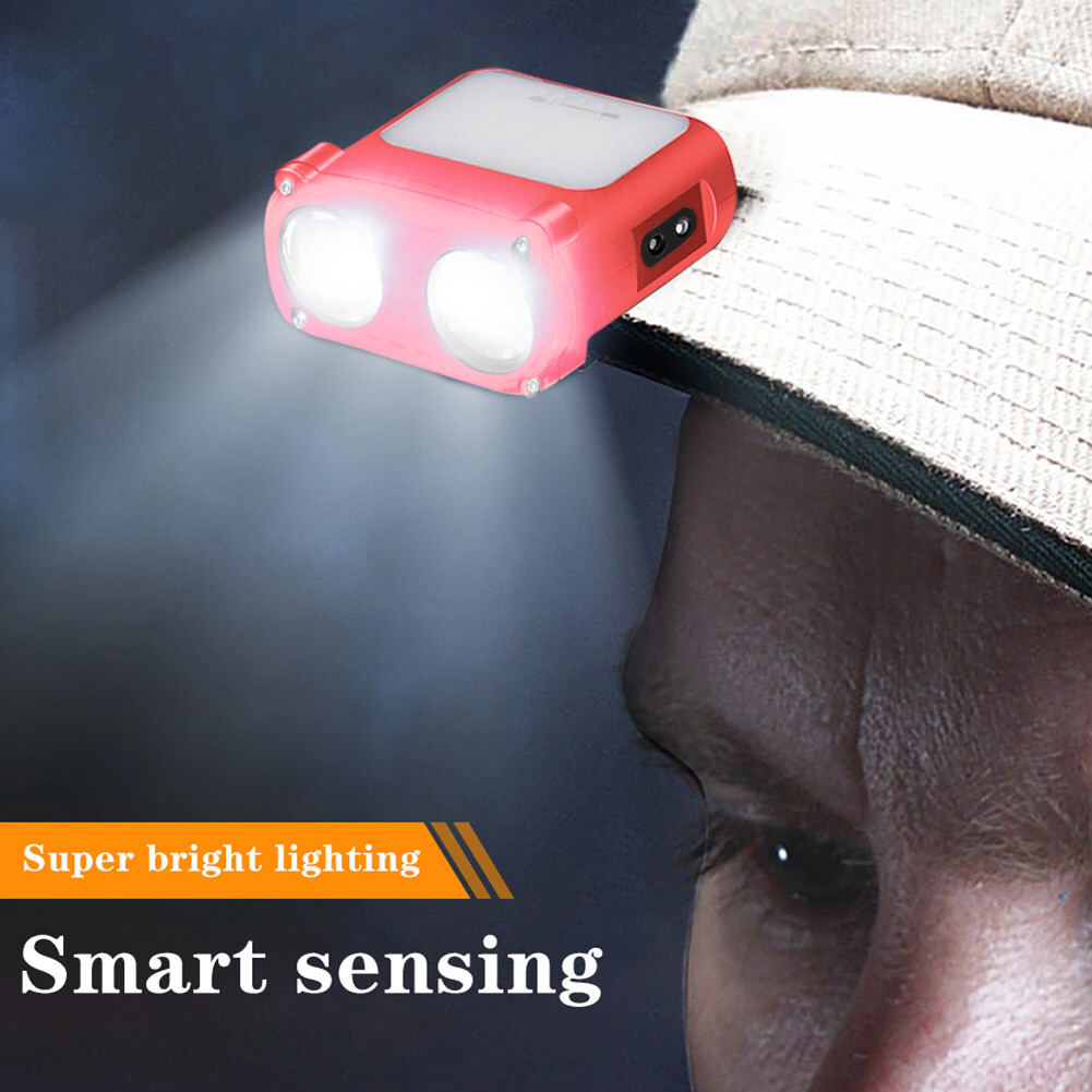 COB LED Hat Clip Light Wave Sensor Headlight Mini Flashlight 5 Modes ...