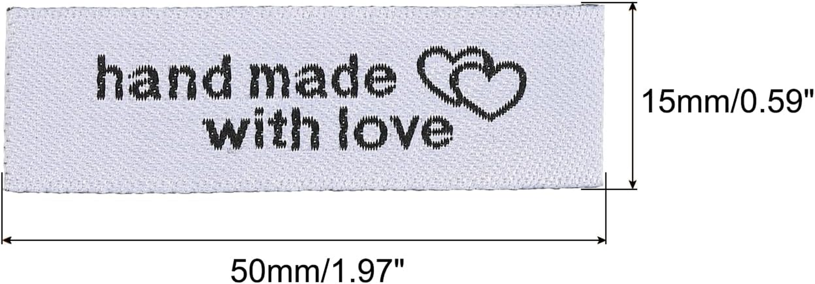 100Pcs Sewing Labels, Handmade with Love Labels Personalized Satin ...