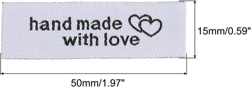 100Pcs Sewing Labels, Handmade with Love Labels Personalized Satin ...