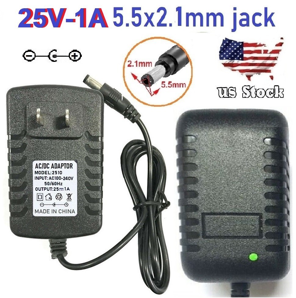 25V 1A 1000mA AC Adapter to DC Power Supply Charger Cord 5.5x2.1mm US ...