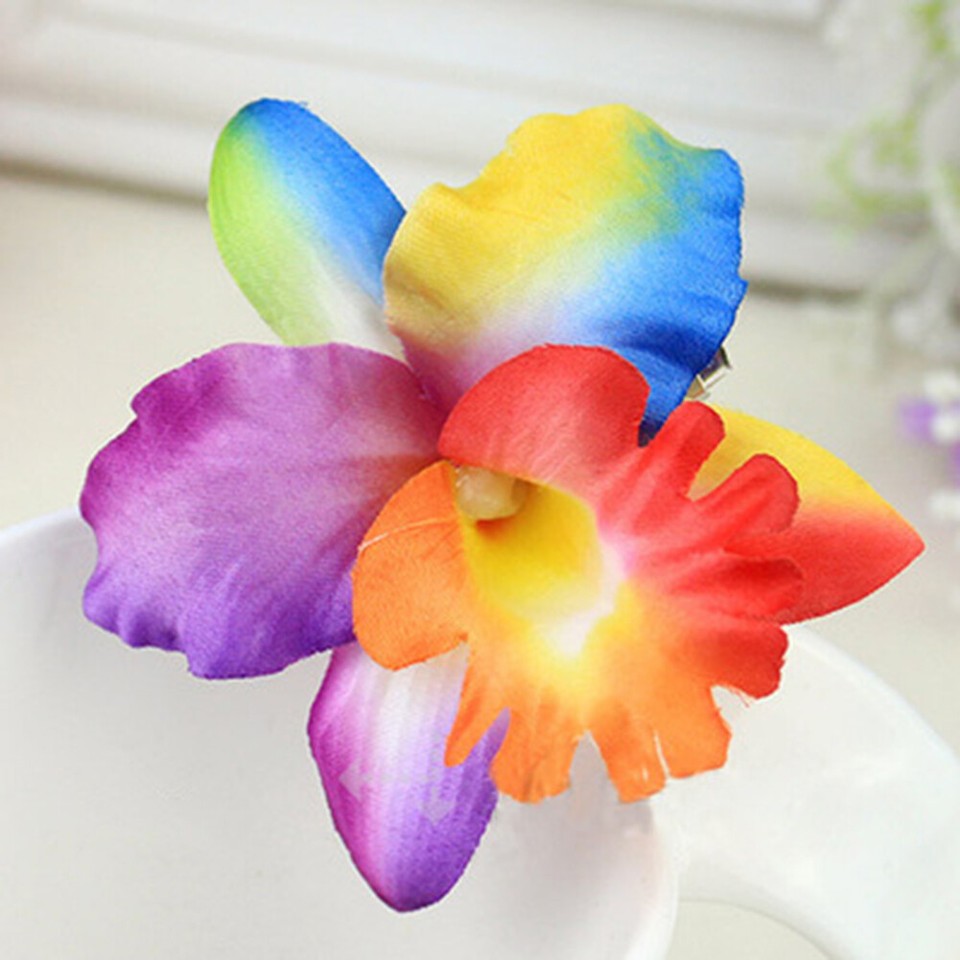 5x Orchid Flower HairClip Slide Grip Wedding Bridesmaid Prom Ball ...