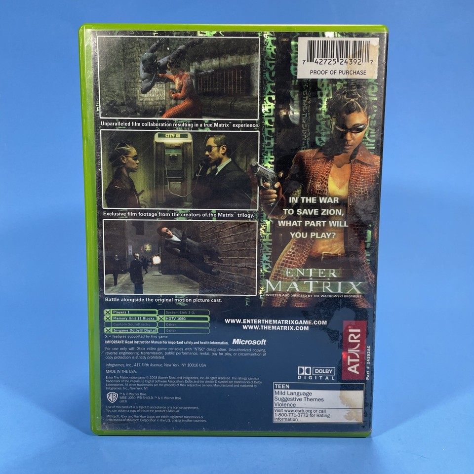 Enter the Matrix Video Game Original Xbox 2003 Complete CIB ...