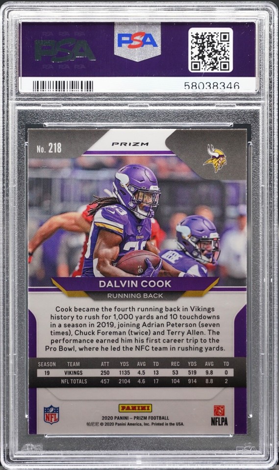 2020 Panini Prizm Football Card - Dalvin Cook Neon Green Pulsar #218 ...