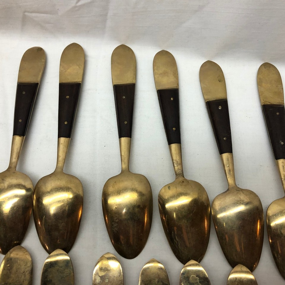 18 Piece Siam Brass Silverware Cutlery Horsdoeuvre Forks Nut Spoon ...