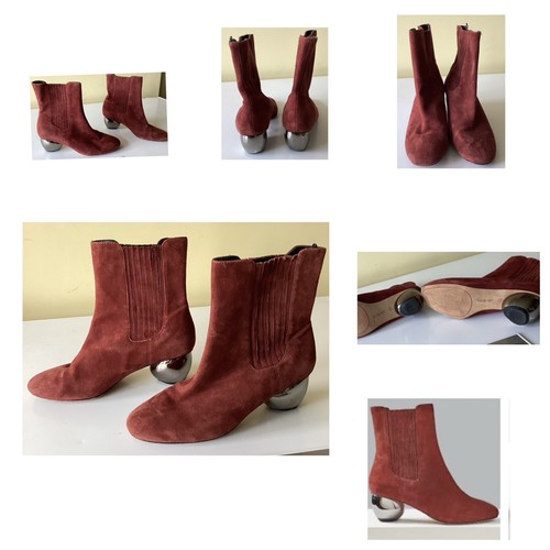 AUTOGRAPH M&S RUST ANKLE BOOTS UK 4.5 EU 37.5 INSOLIA BALL HEEL LEATHER ...