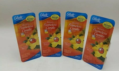 Glade Wisp Flameless Candle Scented Oil Refill Hawaiian Breeze Lot of 4 ...