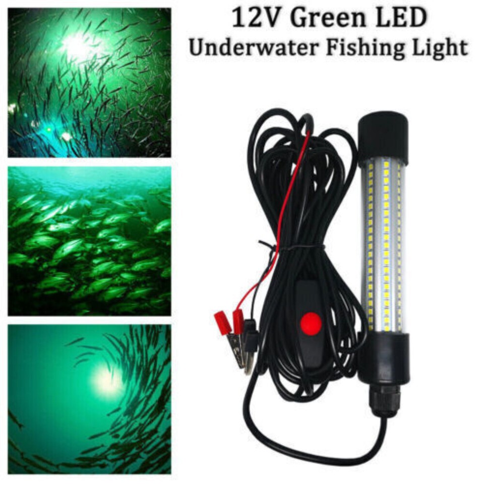 12V Green LED Underwater Submersible Fishing Light Night Crappie Shad ...