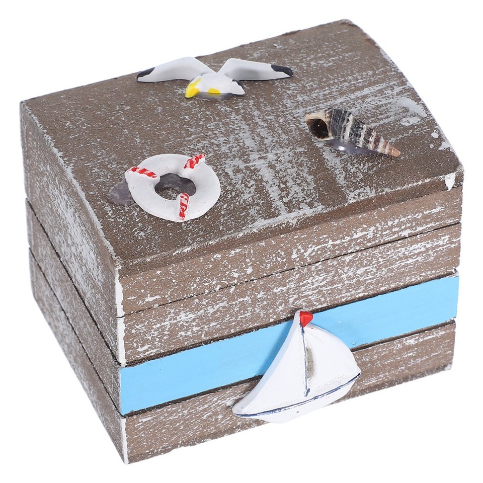 Decorative Ocean Wooden Box Jewelry Handheld Vintage Treasure Chest ...