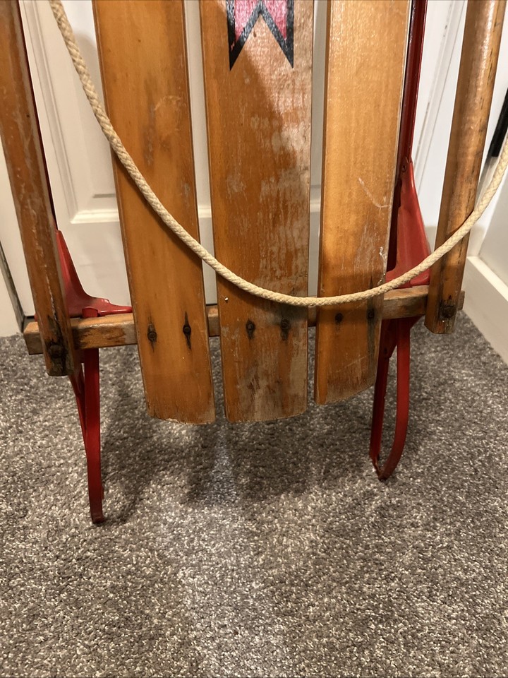 Vintage 48” Flexible Flyer II Wooden Snow Sled with Metal Runners ...