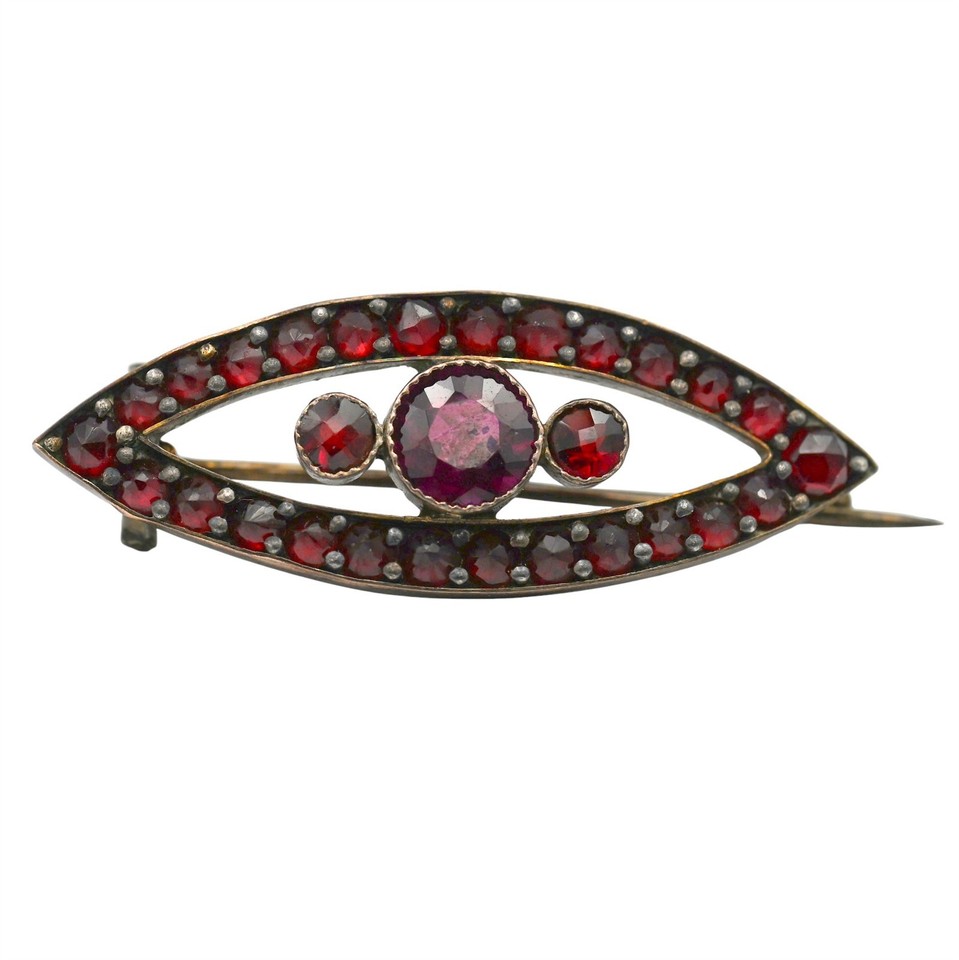 ANTIQUE VICTORIAN BOHEMIAN GARNET BROOCH PIN LOT GOLD FILLED SILVER ...
