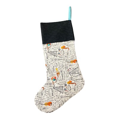 Handmade Homemade Christmas Stocking Music Musical Notes Instruments ...
