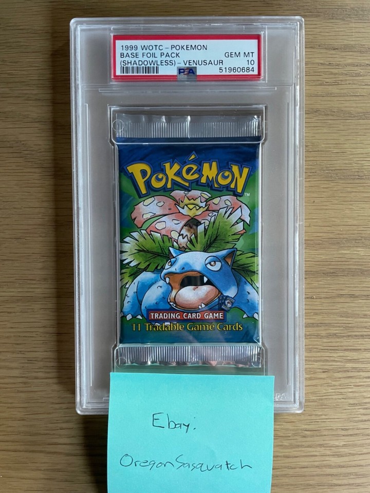 Pokémon PSA 10 Base Set Long-Crimp True Shadowless Booster Pack Set (3 ...