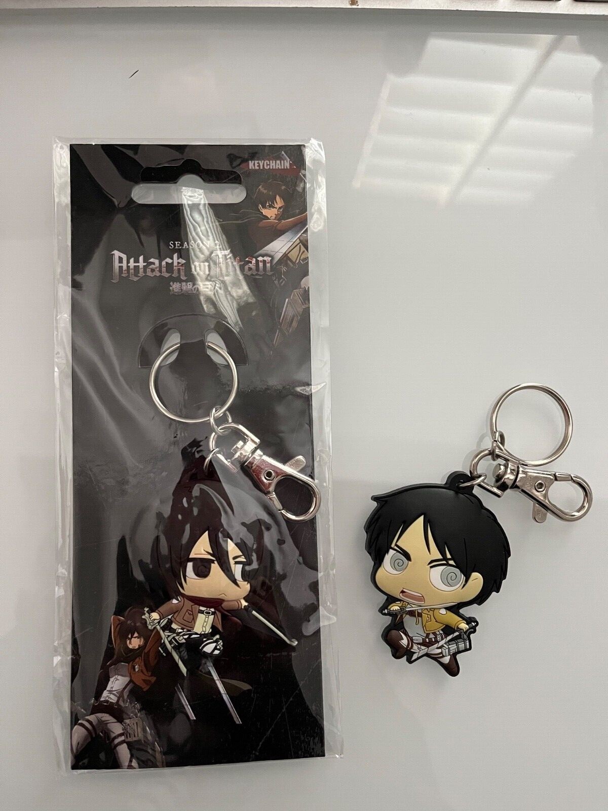 Attack On Titan SD Eren and Mikasa SET OF 2 Official Licensed PVC Key ...