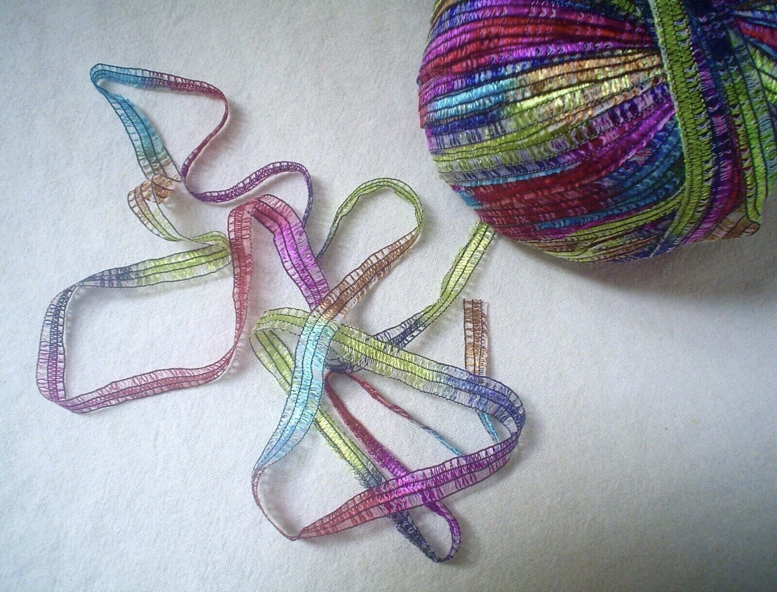 Filati FF ISIS Yarn #821 MULTI ROW SHINY Ribbon BRIGHT & COLORFUL 50 ...