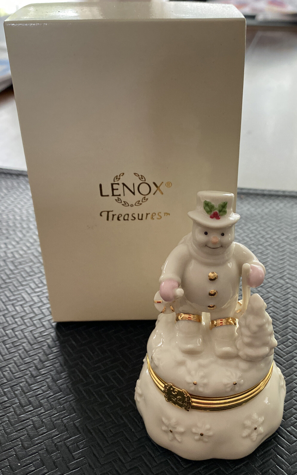 Lenox Treasures Snowman Skiing In Style Porcelain Treasure Box New In ...