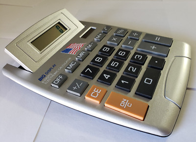 Big Display Calculator Flip Up Screen 8 Digits Solar Powered American ...