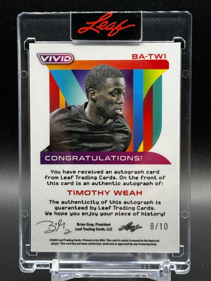 2022 Timothy Weah Leaf Vivid Yellow Refractor USMNT Autographed Card ...