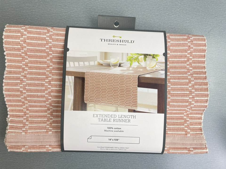 Threshold Pink Single Layer Ribbed Texture Table Runner 14" x 108" | eBay