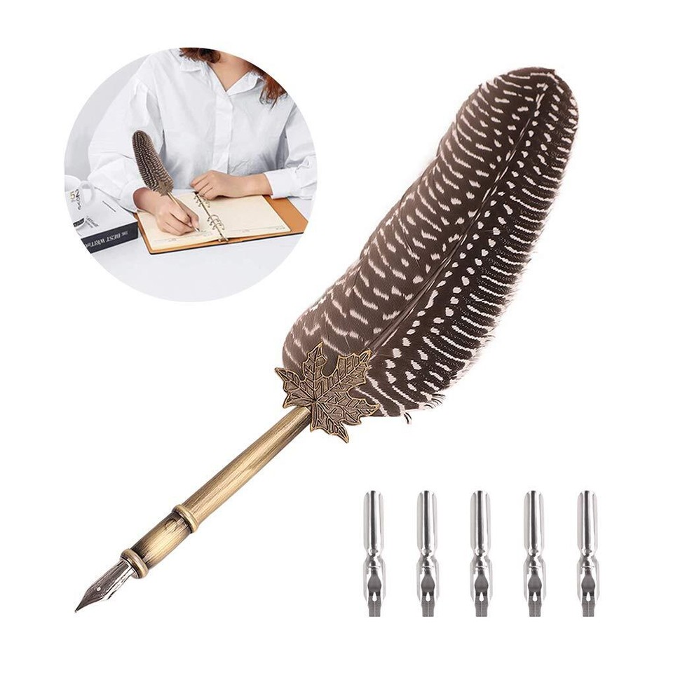 Vintage Dip Pen Set Calligraphy Pen with 5 Replacement Nibs Handmade ...