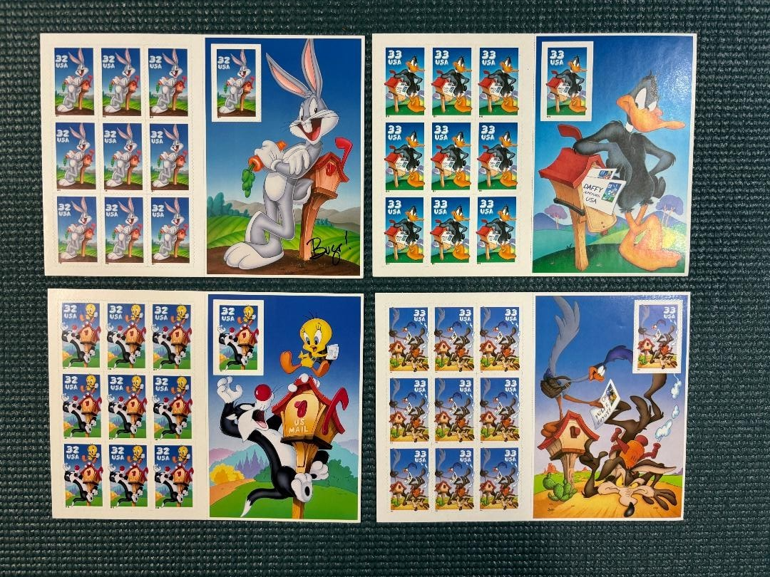 Postage lot of 4 Different Looney Tunes Sheets. Face Value is $13.00 ...